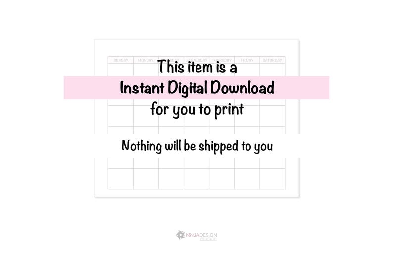 Printable Undated Monthly Calendar With 5 Week Months and 6 Week Months ...