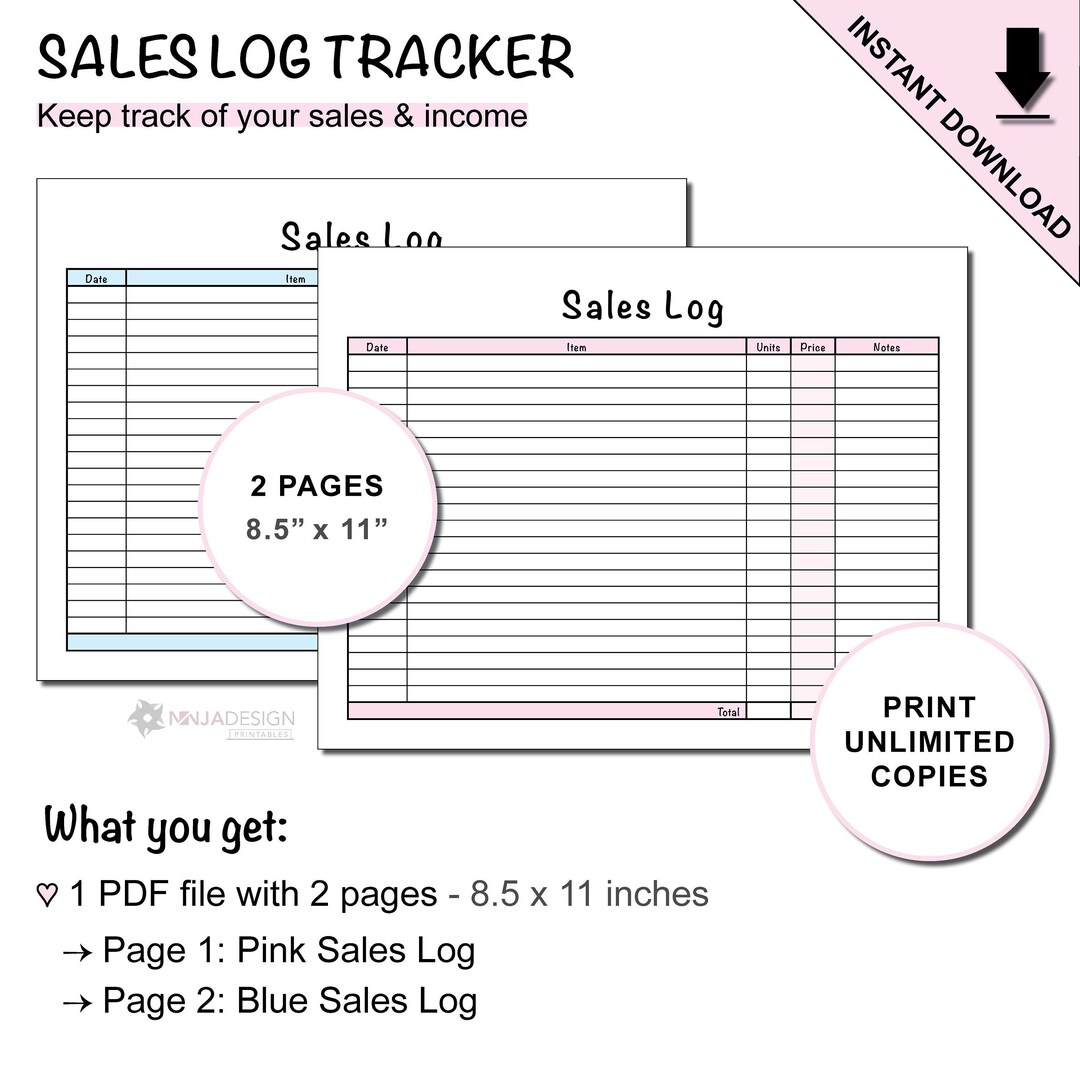 Printable Sales Log Tracker Sheet for Small Businesses - Etsy