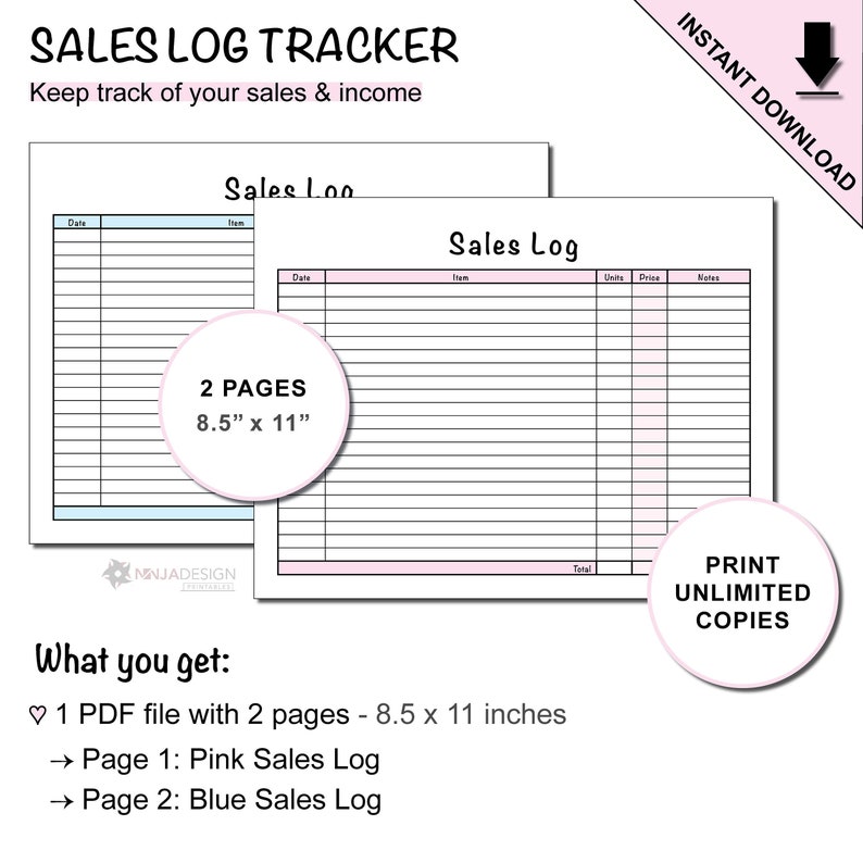 Printable Sales Log Tracker Sheet for Small Businesses - Etsy
