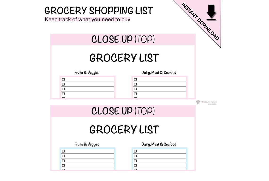 Printable Grocery Shopping List Separated Into Different Categories - Etsy
