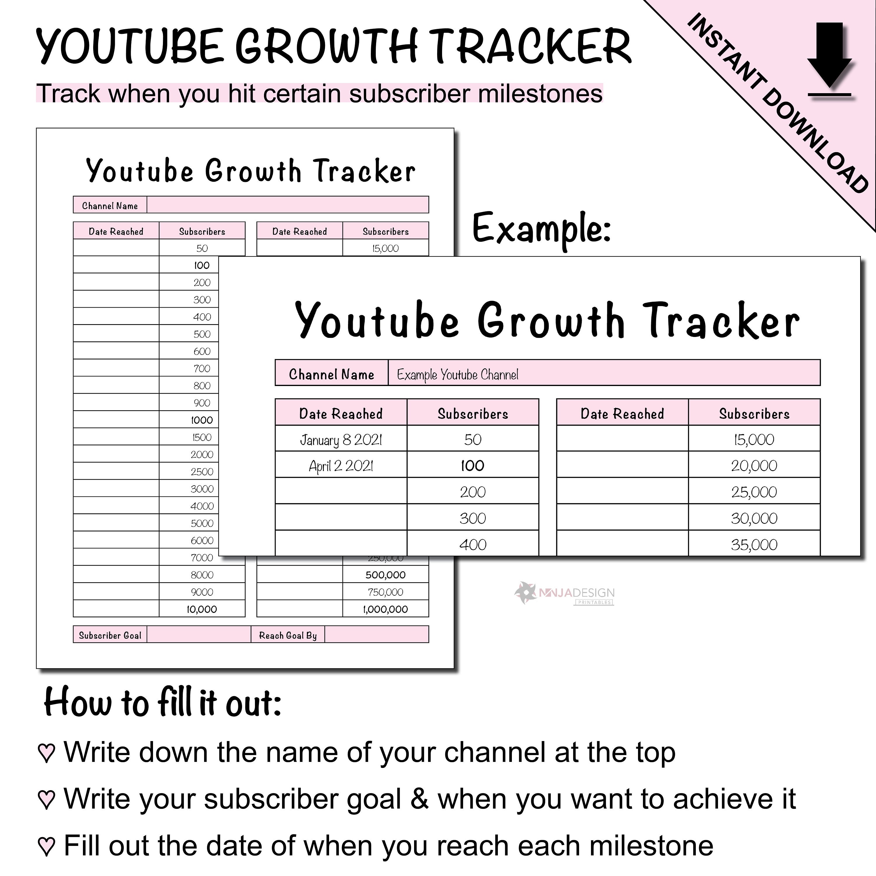 Printable Youtube Content Planner & Youtube Growth Tracker - Etsy