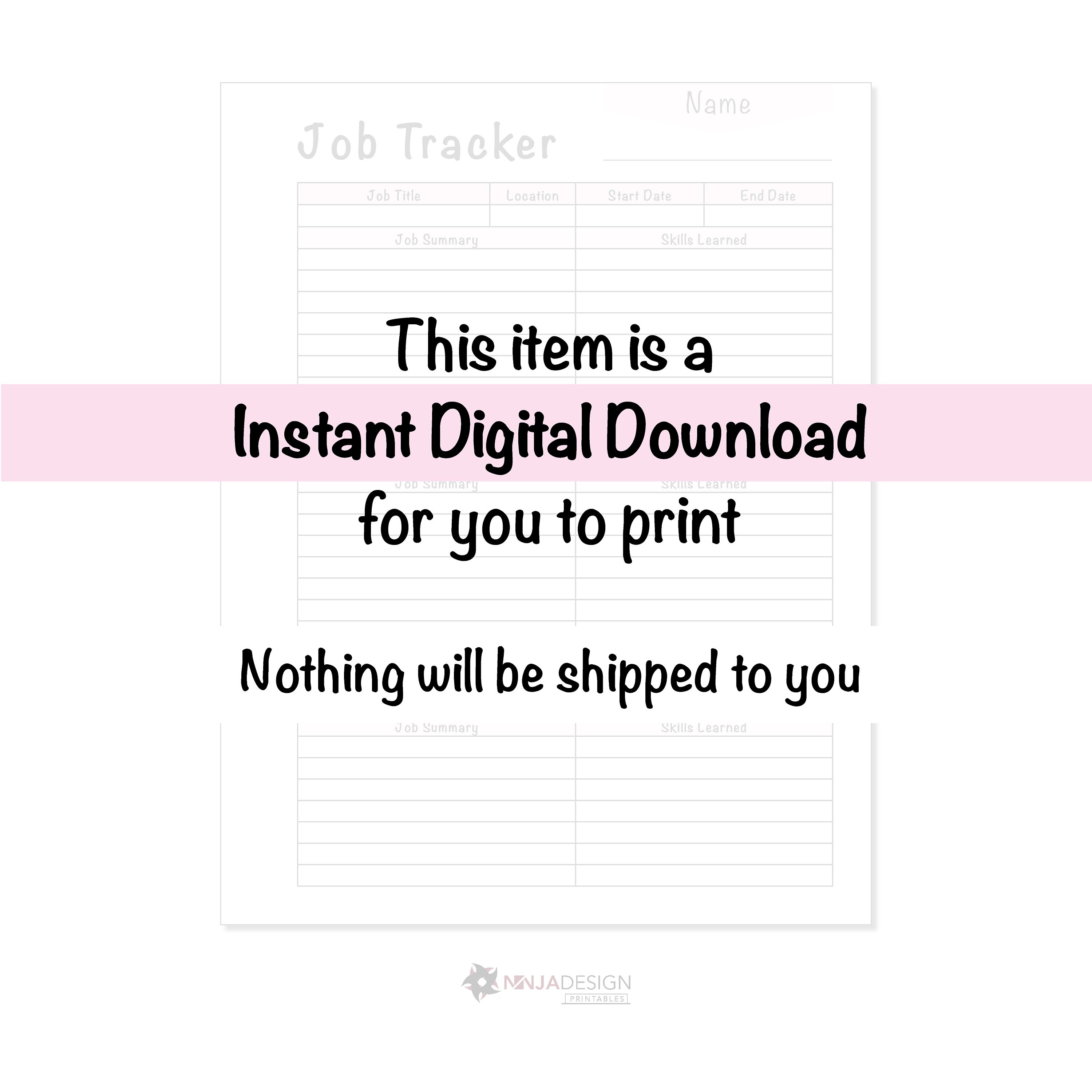 Printable Job History Tracker to Track Work Employment History - Etsy