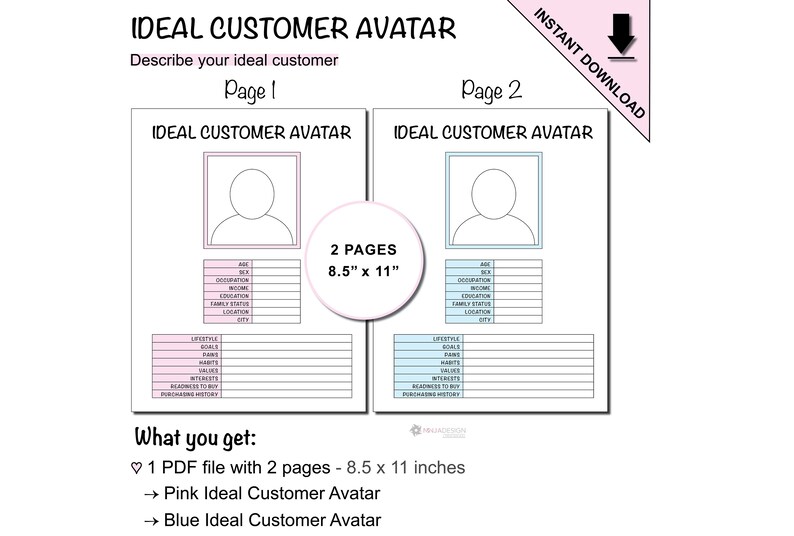 Printable Ideal Customer Avatar Worksheet for Small Businesses - Etsy