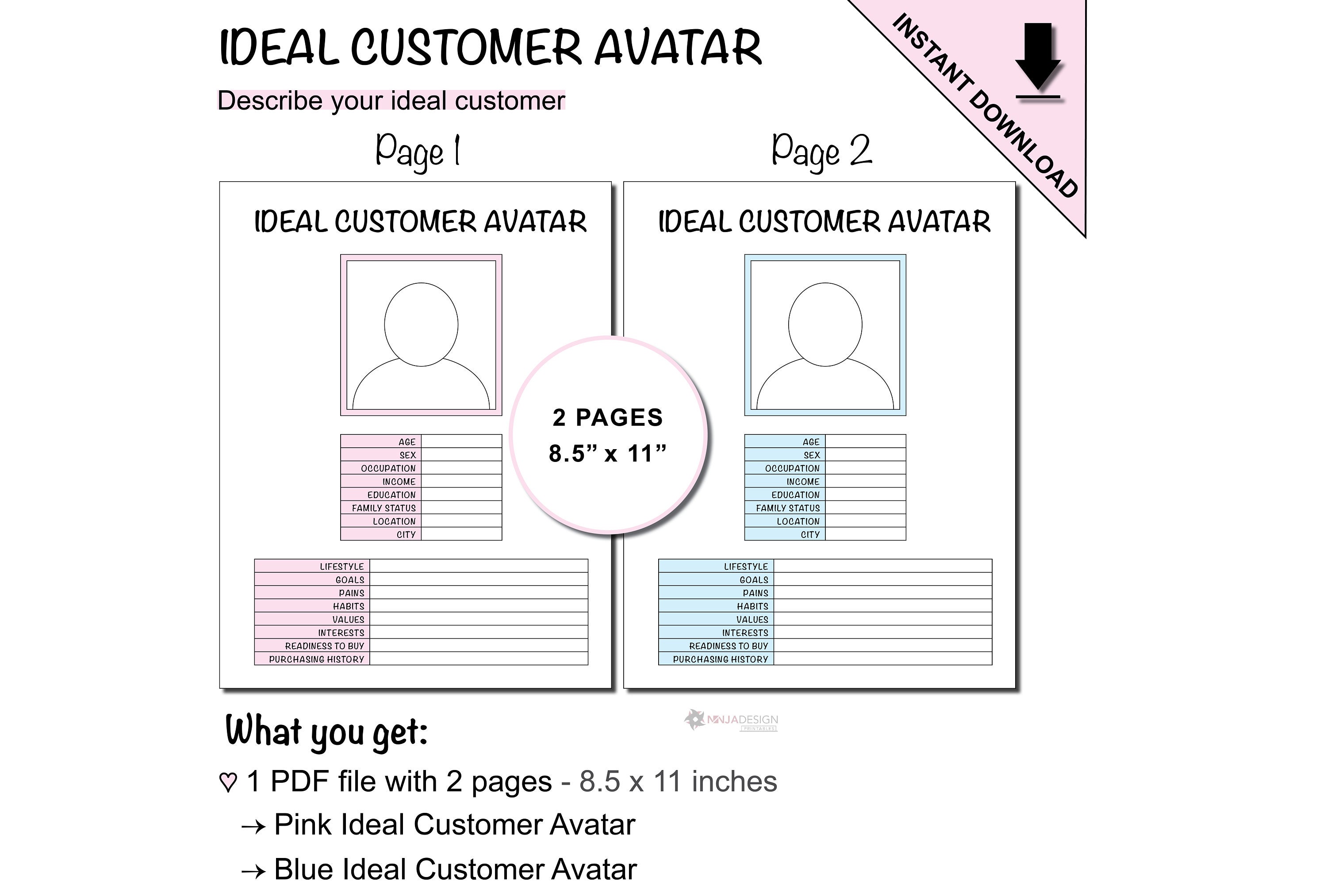 Printable Ideal Customer Avatar Worksheet for Small Businesses - Etsy