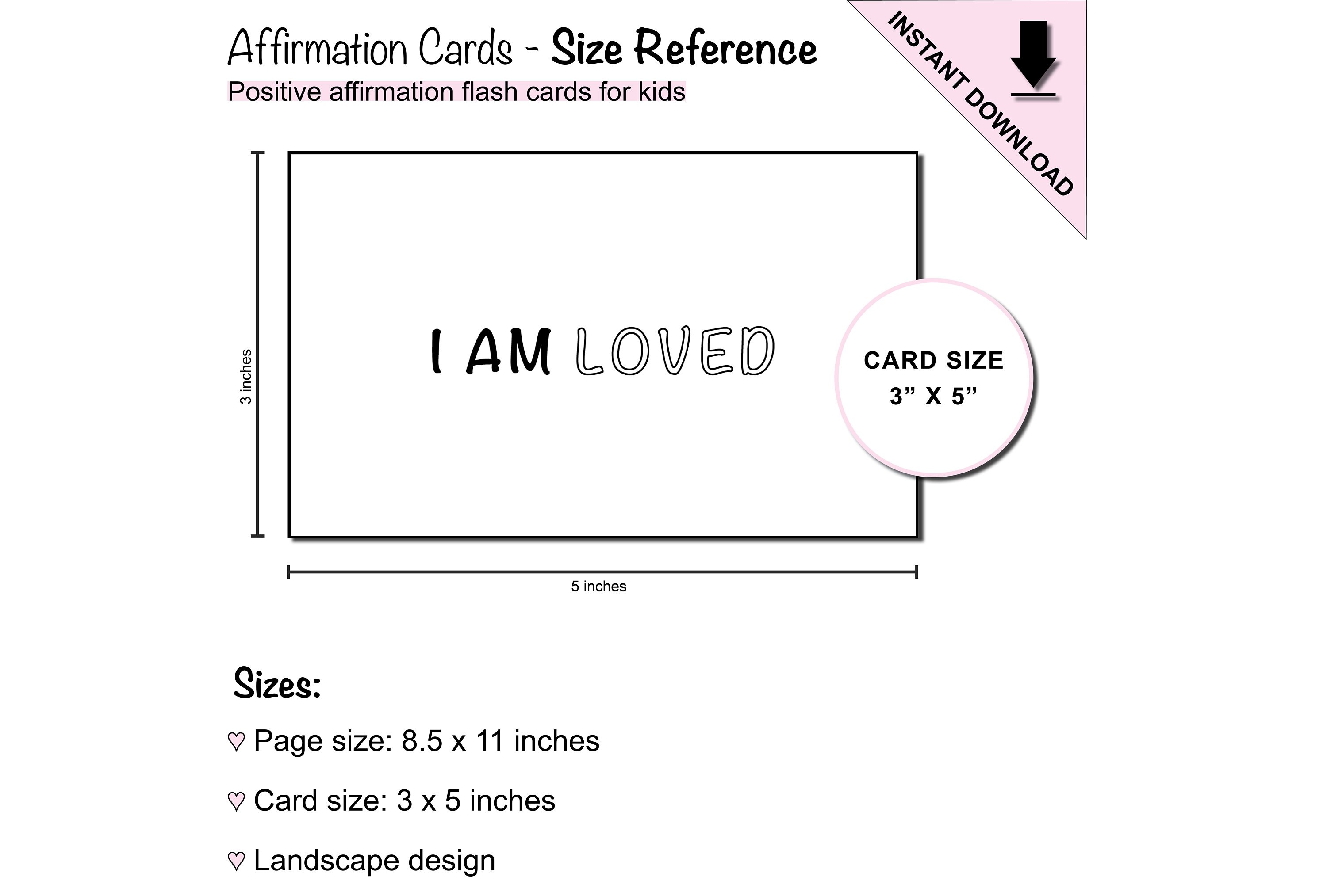 Printable Affirmation Cards for Kids | Set of 20 'I Am' Affirmations ...