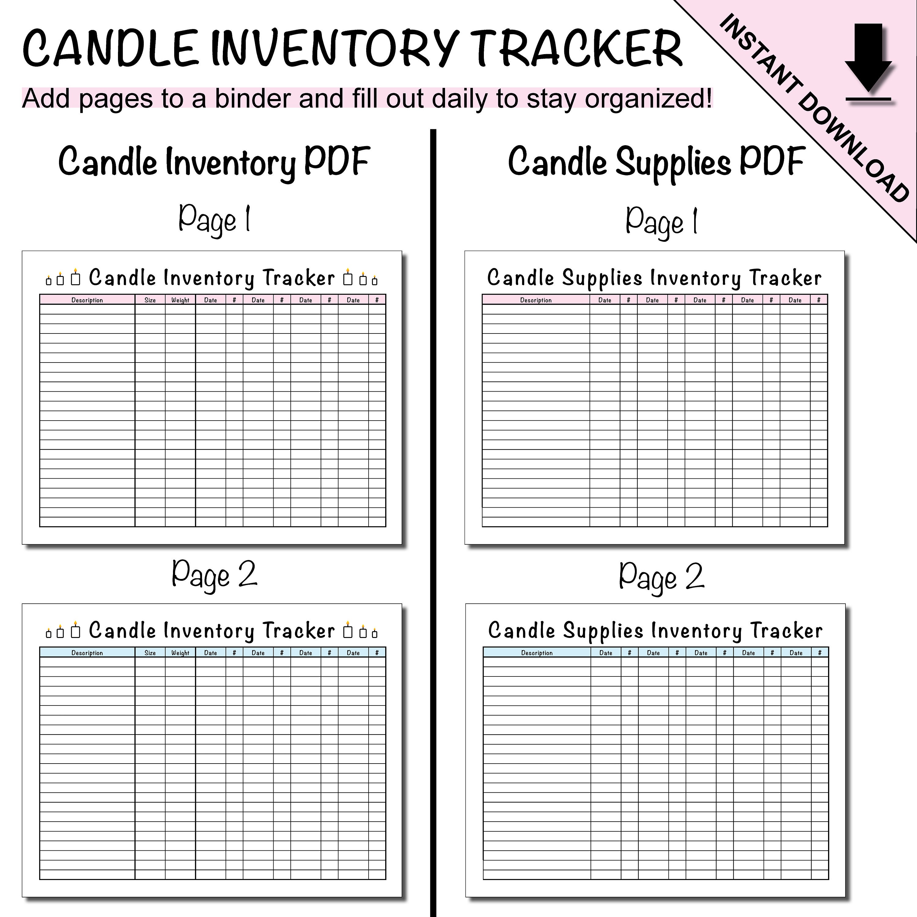 Printable Candle Inventory & Supplies Tracker for Small Candle - Etsy