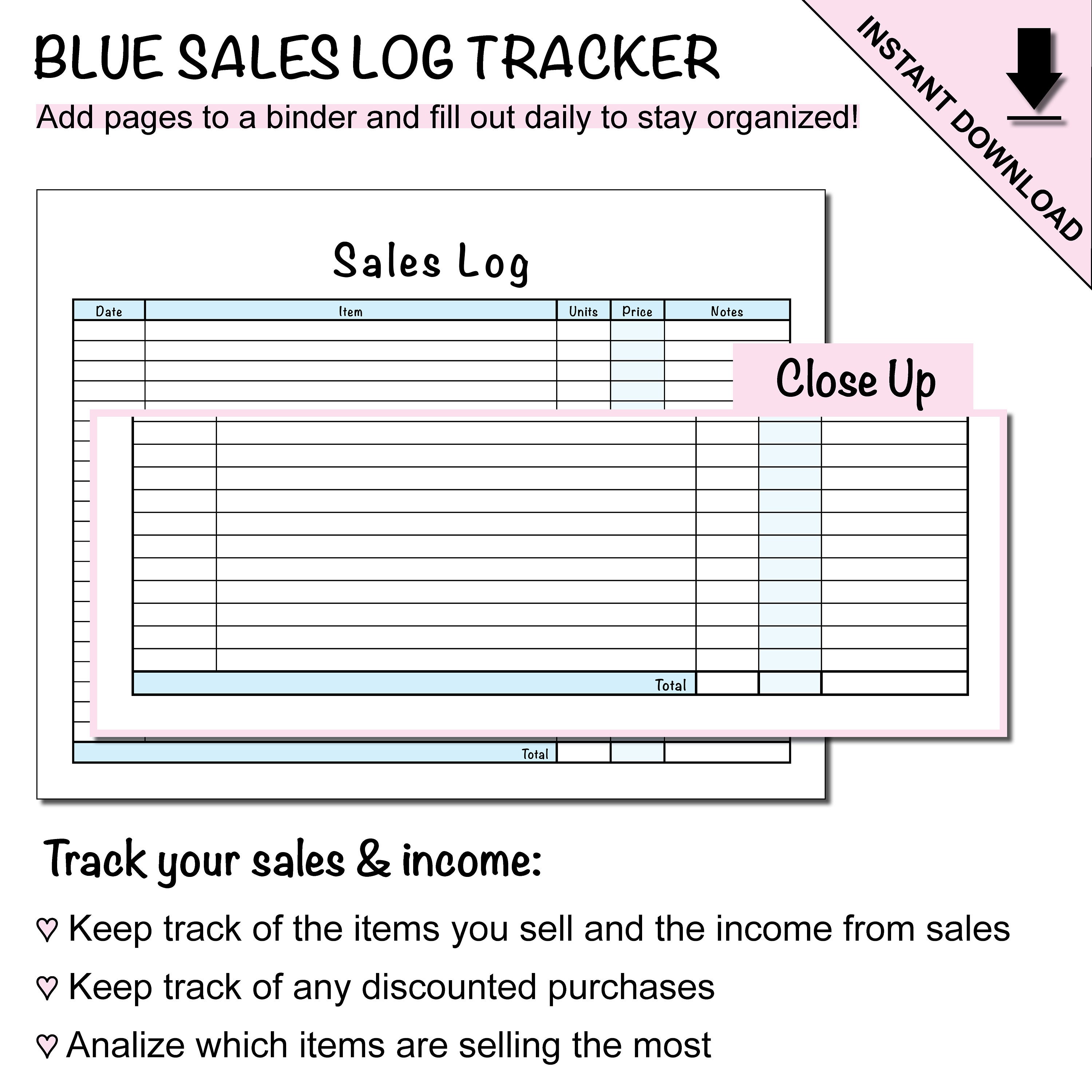 Printable Sales Log Tracker Sheet for Small Businesses - Etsy