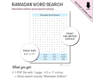 Printable Ramadan Word Search Activity for Kids & Adults | Ramadan ...