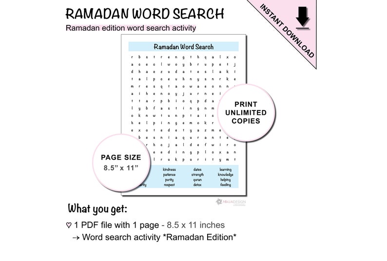 Printable Ramadan Word Search Activity for Kids & Adults | Ramadan ...