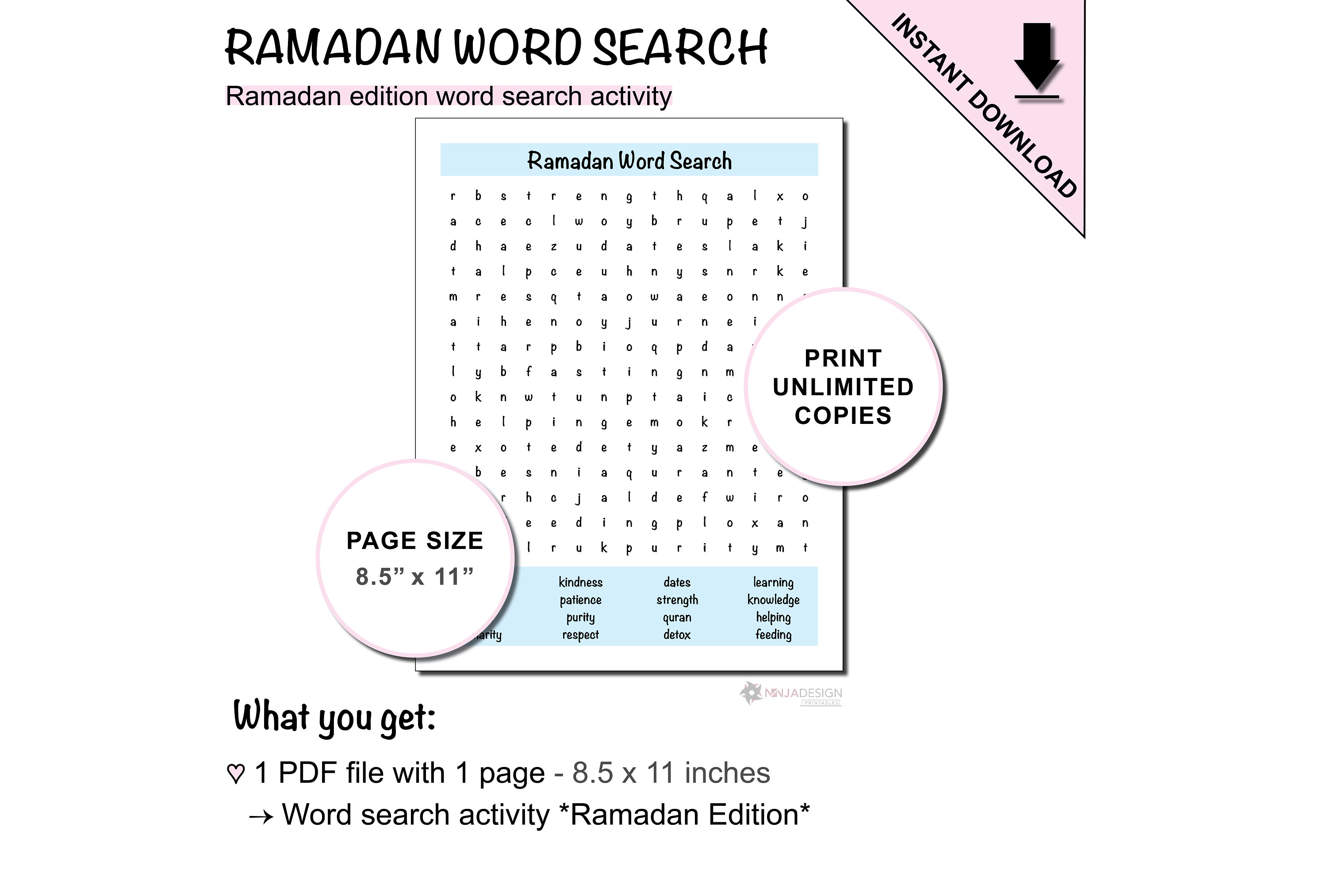 Printable Ramadan Word Search Activity for Kids & Adults | Ramadan ...