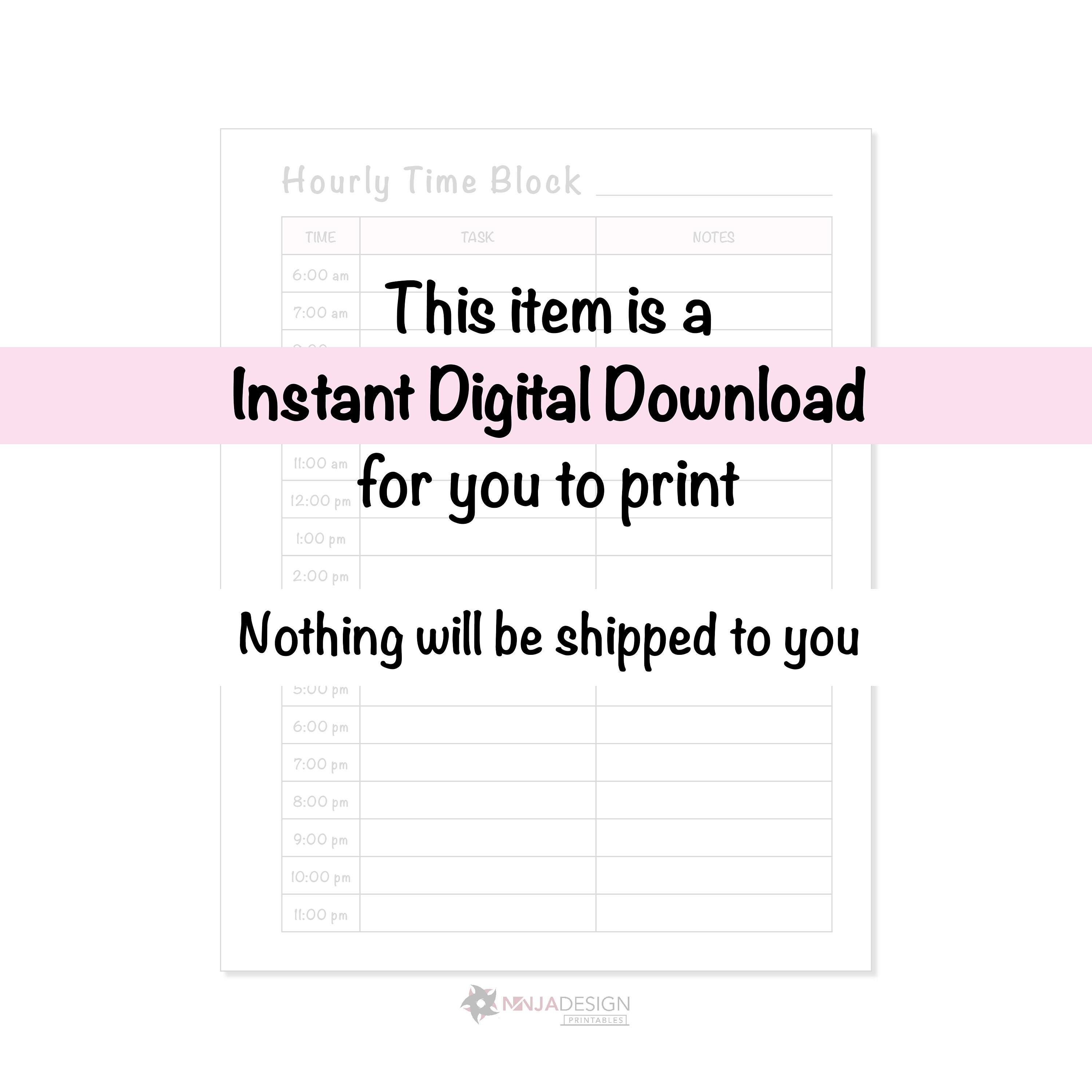 Printable Daily Time Block Schedules by Hour and Half-hour Regular Time ...
