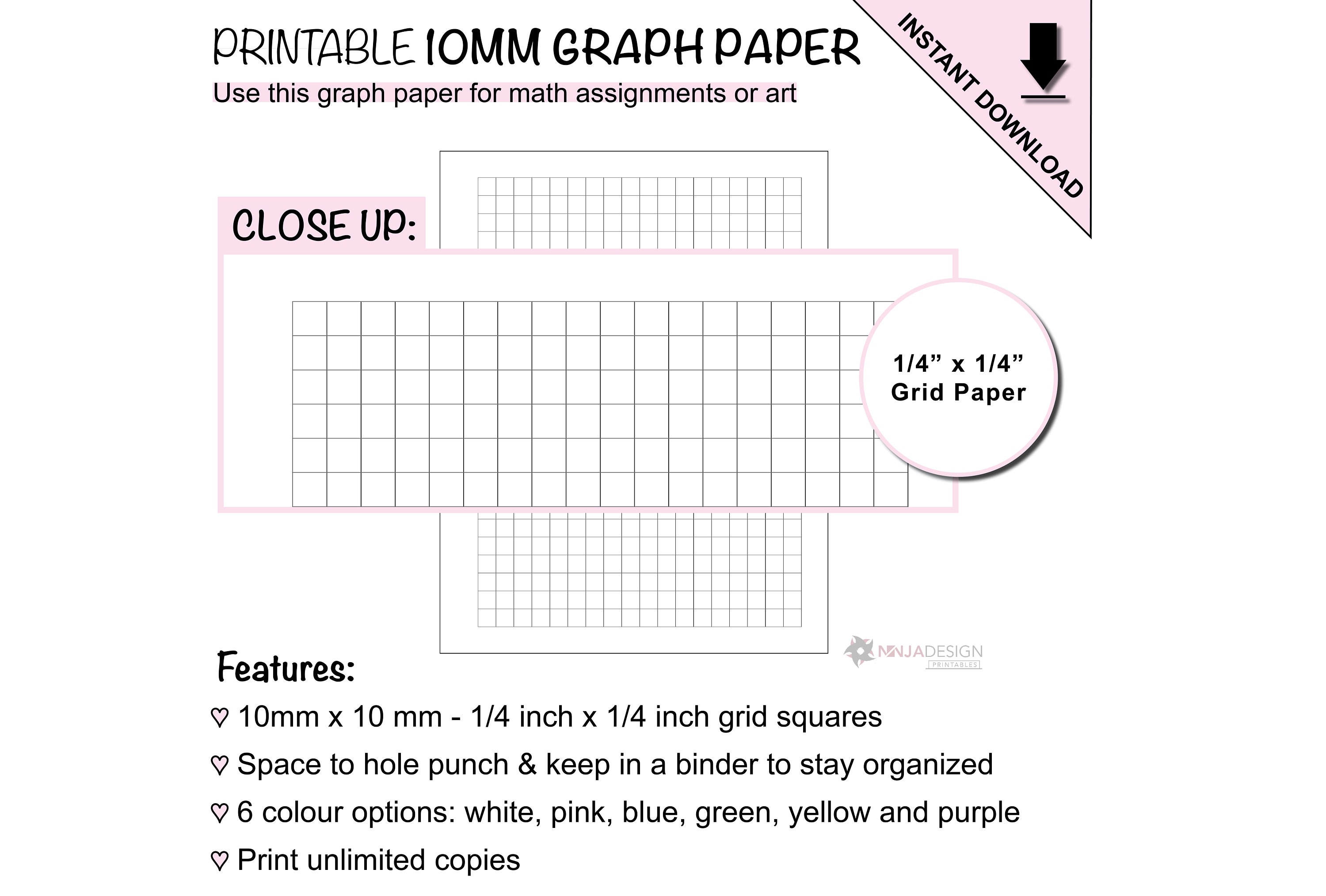 Printable Graph Paper With 10mm X 10mm Grid Spacing 1 4 Inch X 1 4 Inch