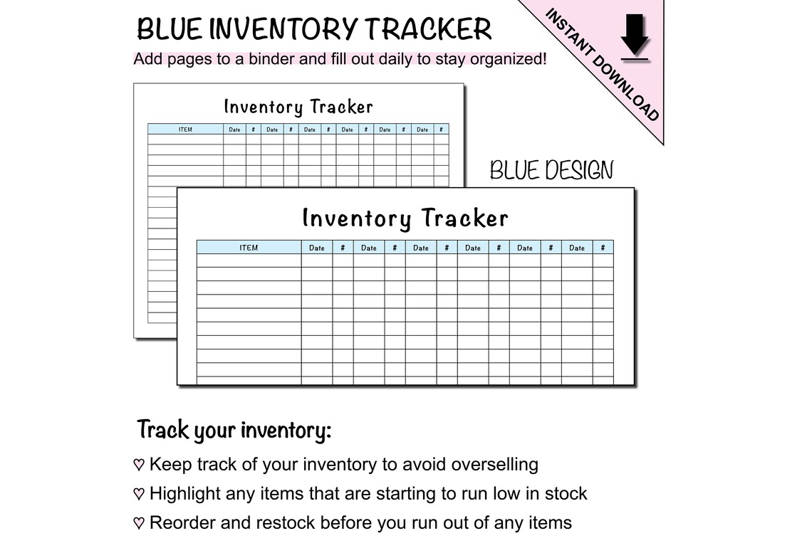 Printable Inventory Tracker Sheets for Business | Landscape Inventory ...