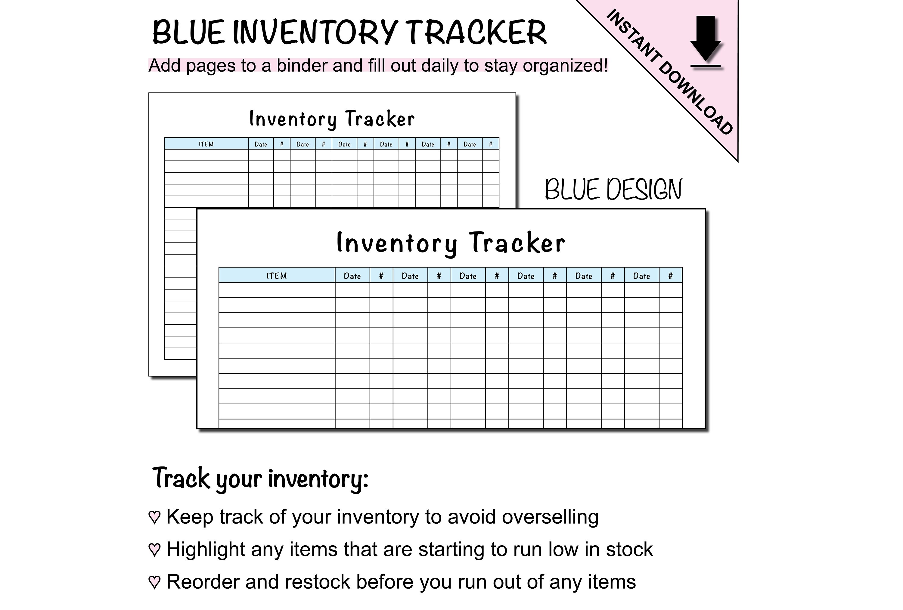 Printable Inventory Tracker Sheets for Business | Landscape Inventory ...