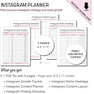 Printable Instagram Content Planner With Instagram Follower Growth ...