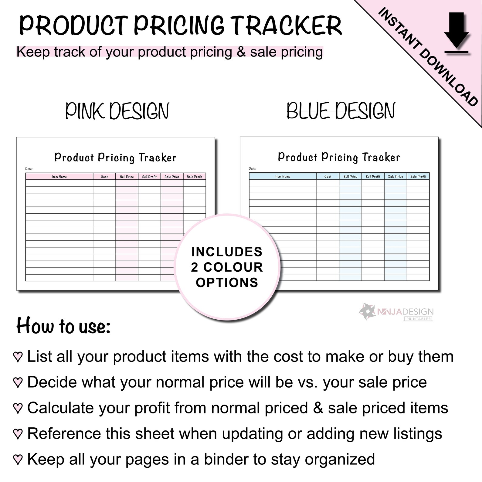 Printable Product Pricing Tracker Sheets for Small Businesses - Etsy