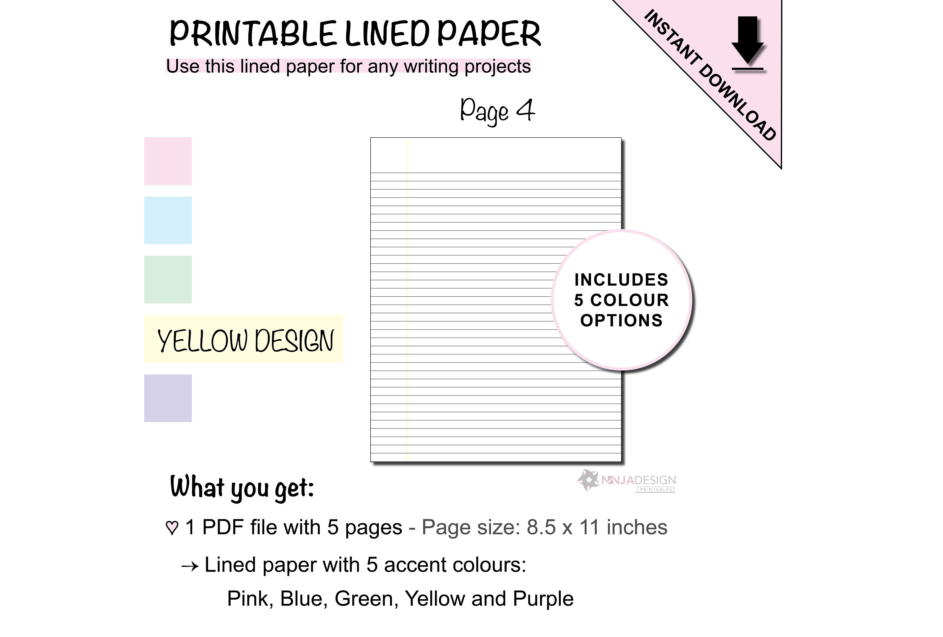 Printable Lined Paper for Writing, Taking Notes, Journaling, and More ...