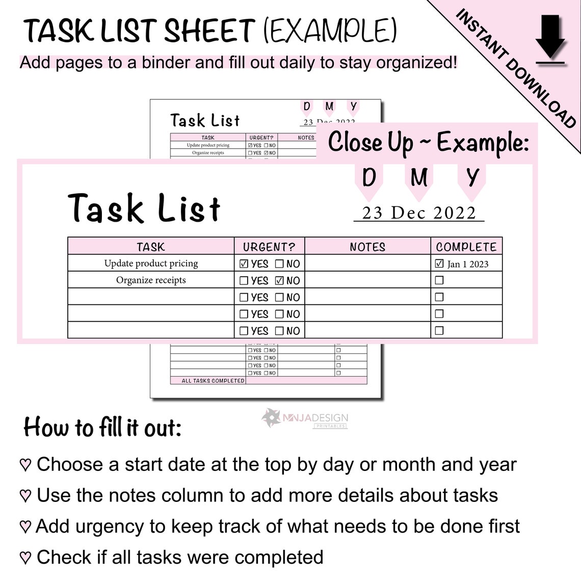 Printable Task List Tracker Sheet for Small Businesses - Etsy