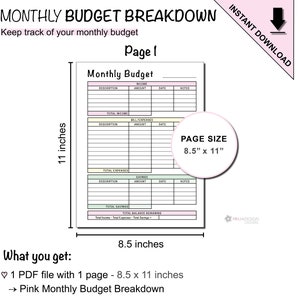 Printable Monthly Budget Breakdown to Keep Track of Your Monthly Budget ...