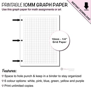 Printable Graph Paper With 10mm X 10mm Grid Spacing 1/4 Inch - Etsy