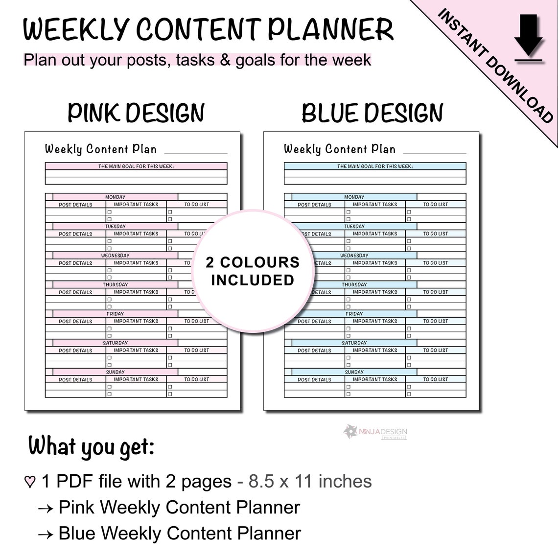 Printable Weekly Content Planner Sheets to Keep Track of Your Weekly ...