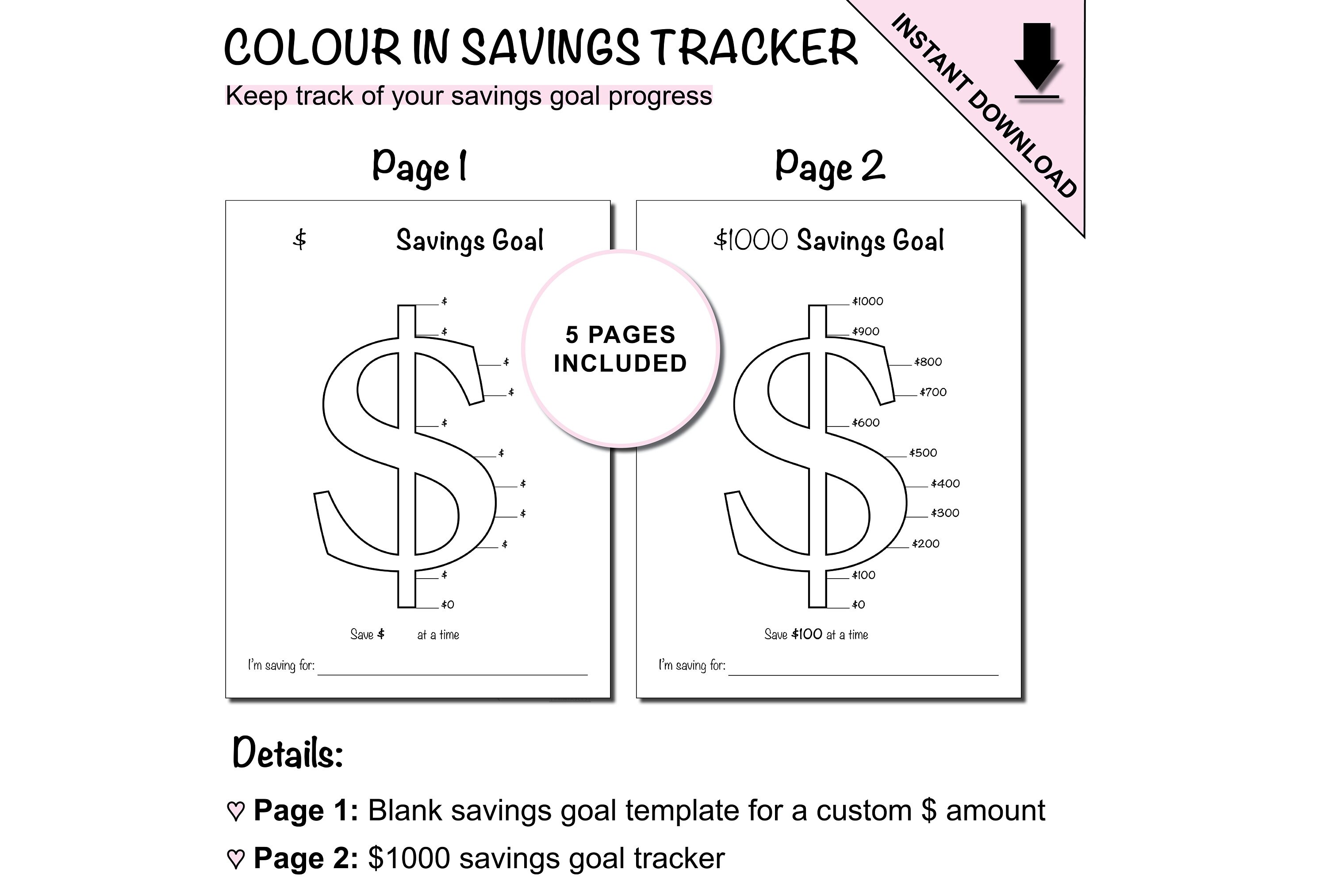 Printable Colour in Savings Tracker Sheet Templates to Keep Track of ...