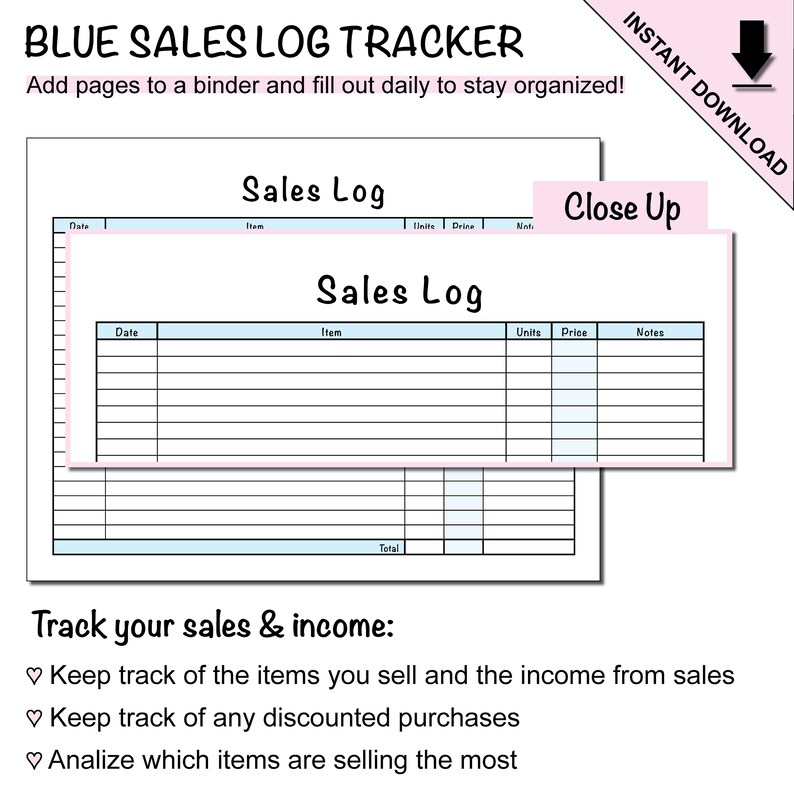 Printable Sales Log Tracker Sheet for Small Businesses - Etsy