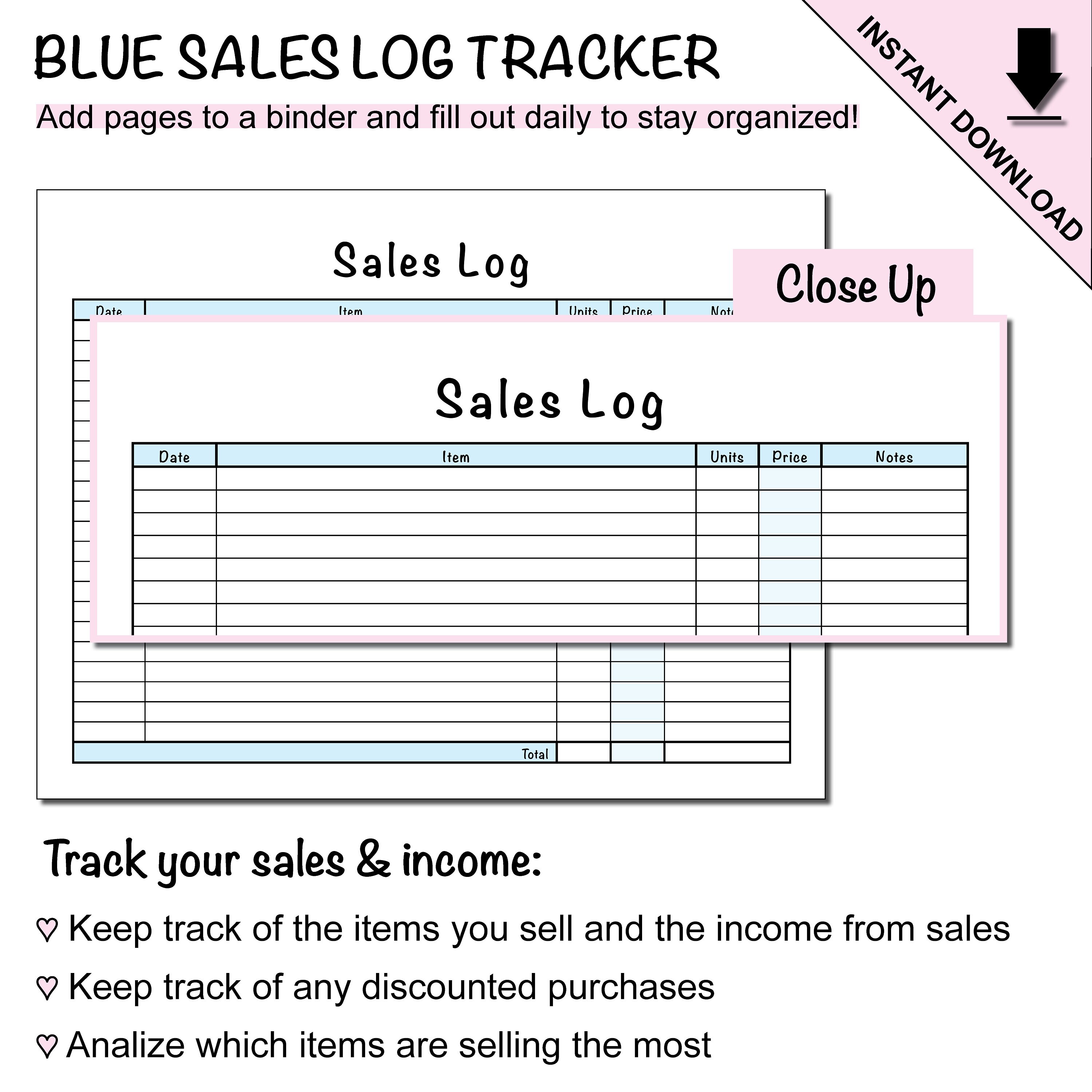 Printable Sales Log Tracker Sheet for Small Businesses - Etsy