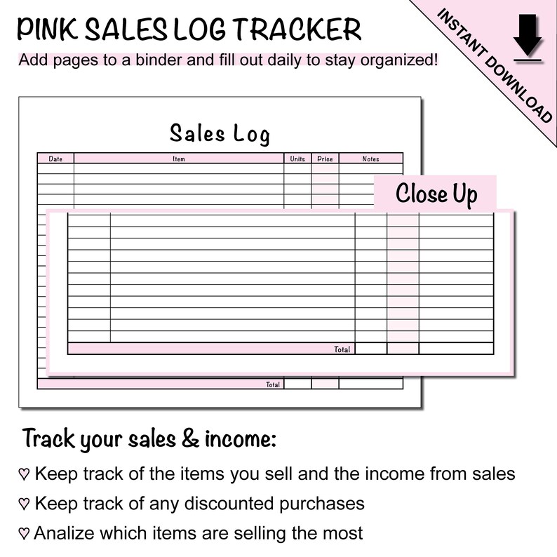Printable Sales Log Tracker Sheet for Small Businesses - Etsy