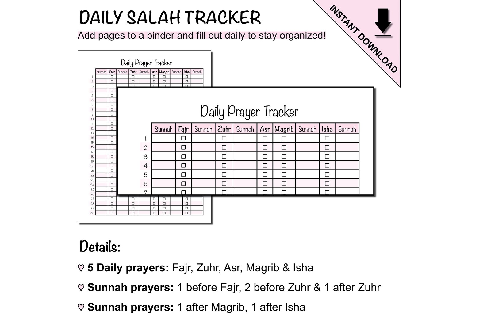 Printable Salah Prayer Tracker for Muslims | Ramadan Preparation ...