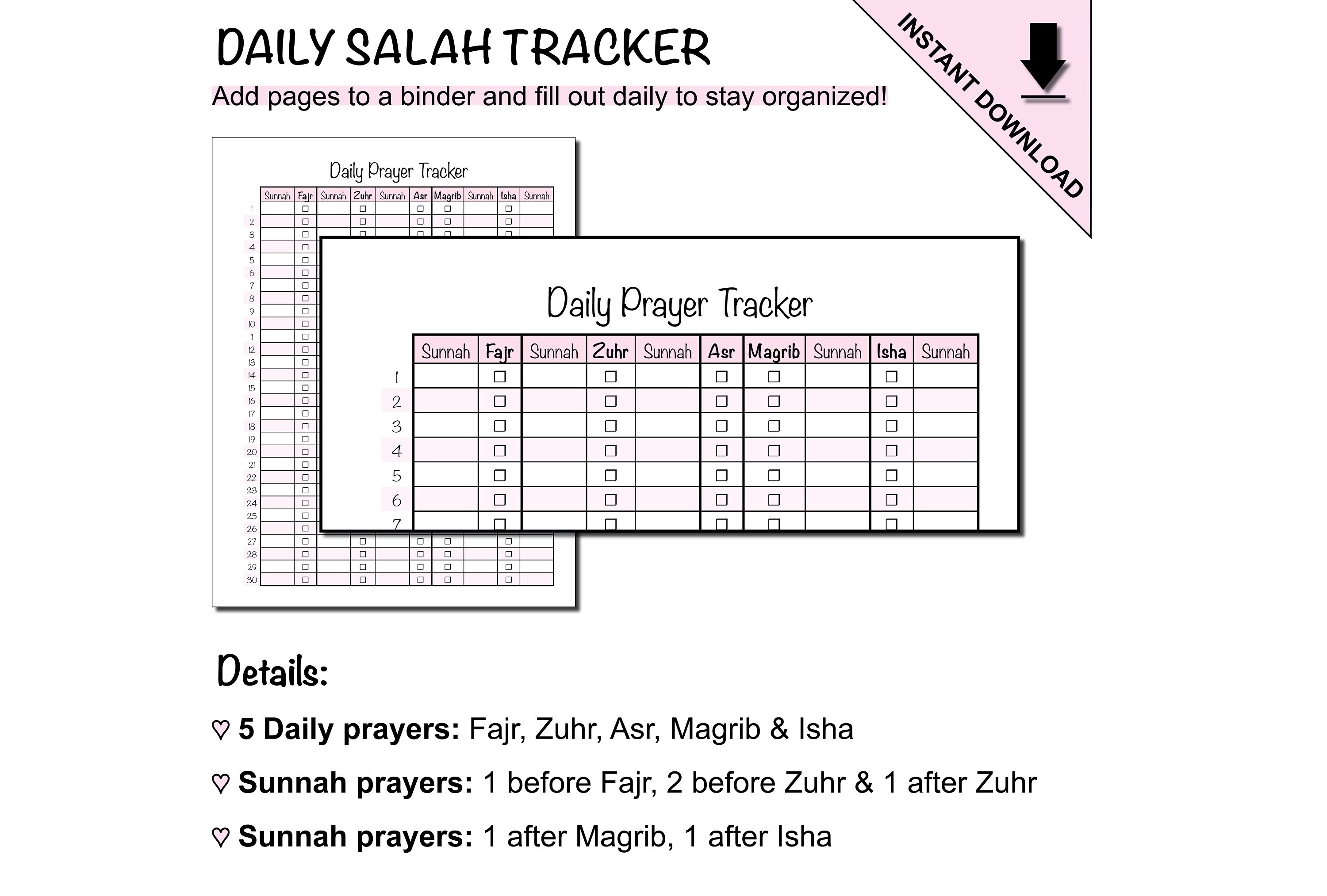 Printable Salah Prayer Tracker for Muslims | Ramadan Preparation ...