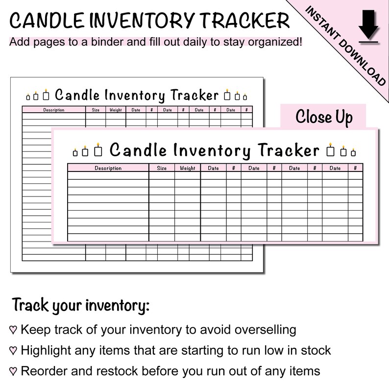 Printable Candle Inventory & Supplies Tracker for (Download Now) - Etsy