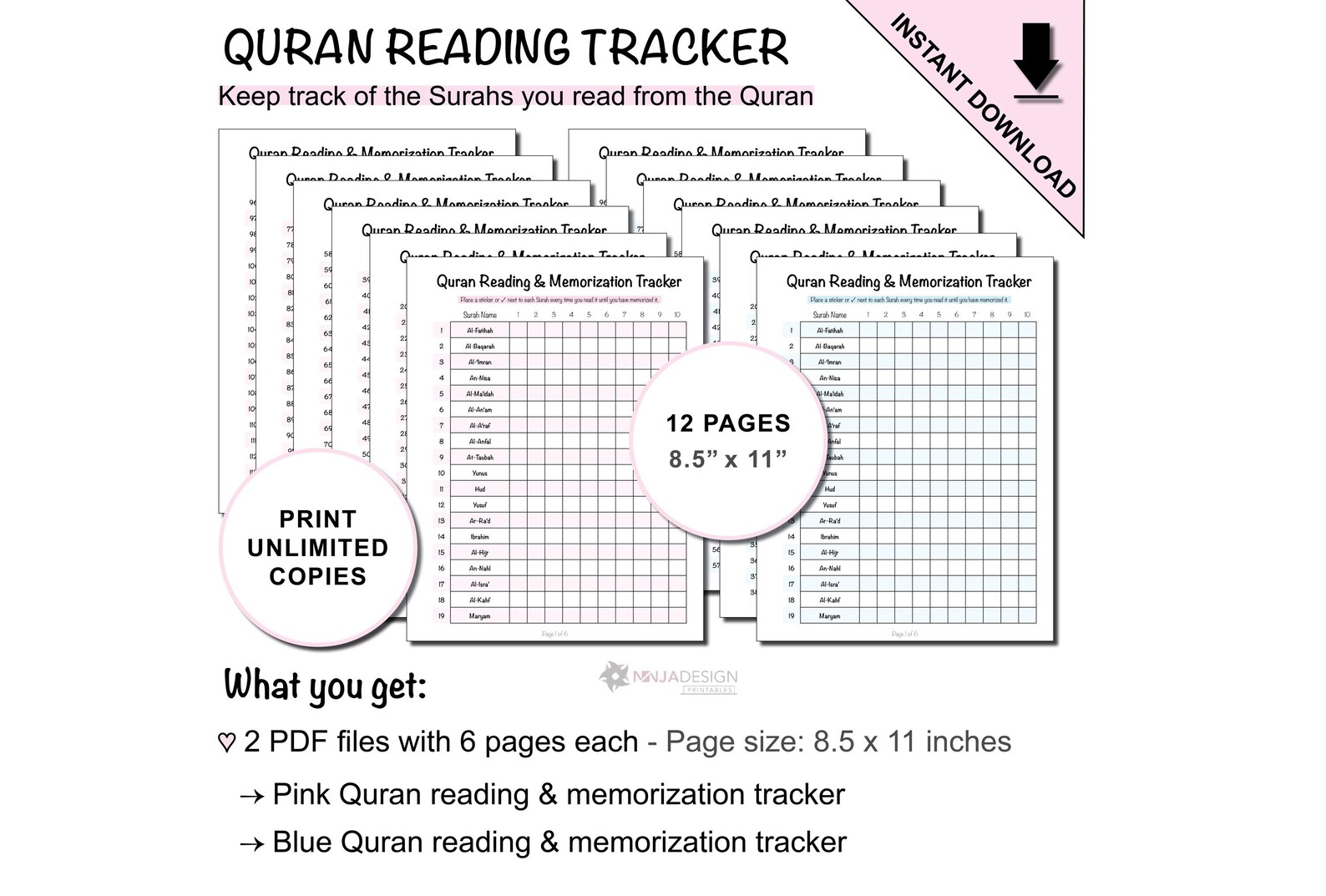Printable Quran Reading and Memorization Tracker for Kids & Adults ...