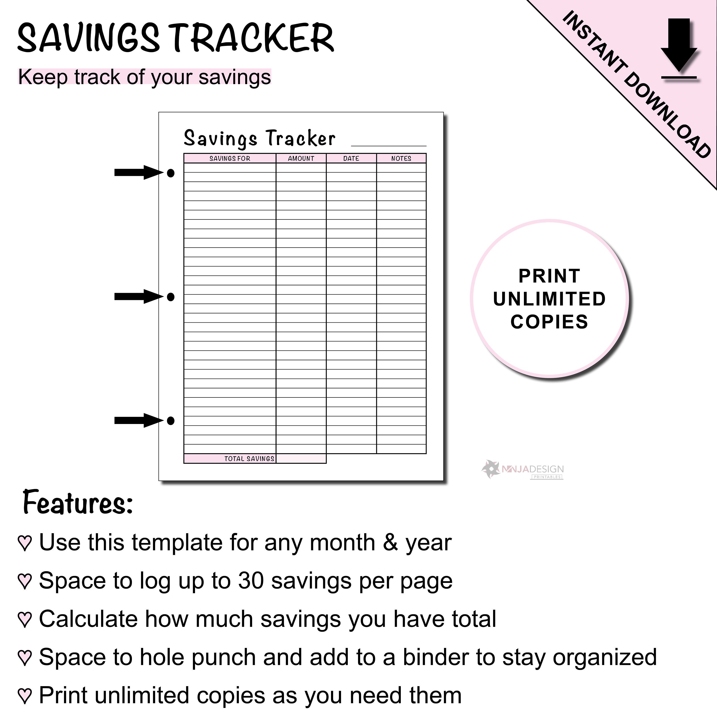Printable Savings Tracker Sheet to Track Your Savings & Meet - Etsy