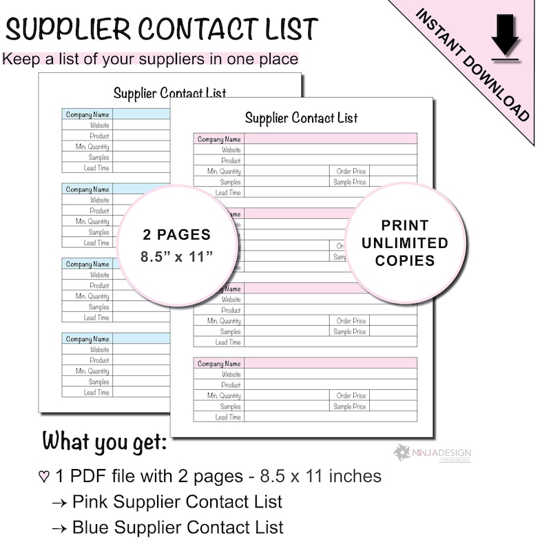 Wedding Supplier List - Etsy