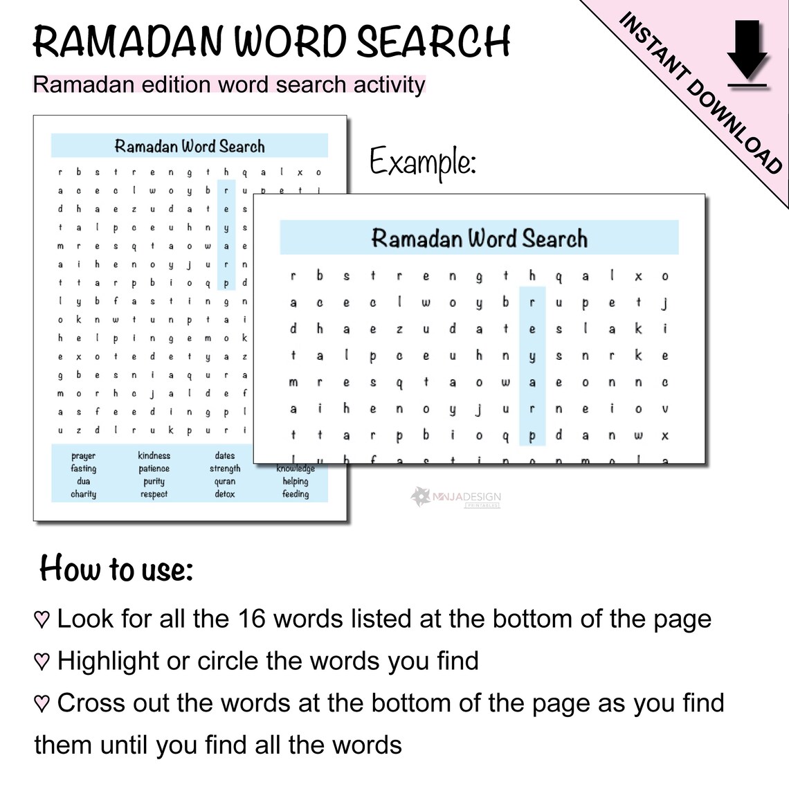 Printable Ramadan Word Search Activity for Kids & Adults - Etsy Canada