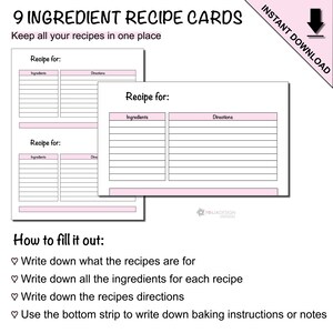 Printable Recipe Cards to Keep Track of Your Favourite Recipes - Etsy