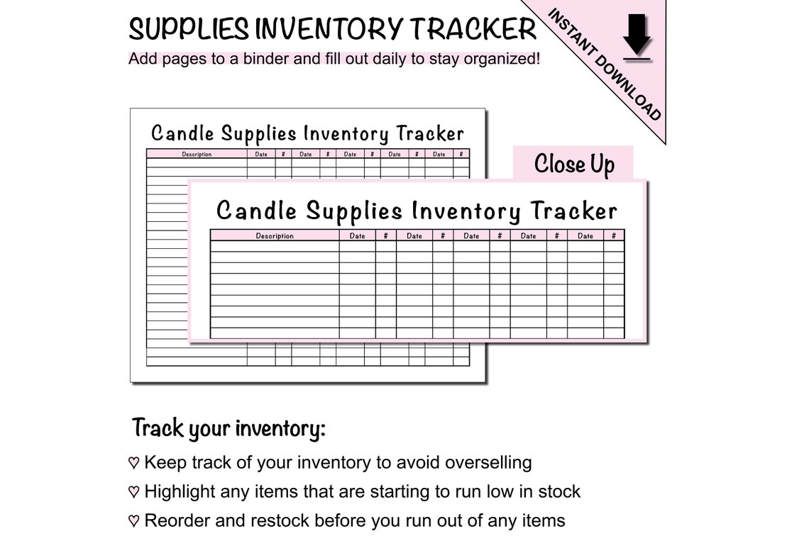 Printable Candle Inventory & Supplies Tracker for Small Candle ...
