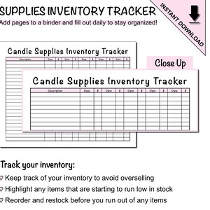 Printable Candle Inventory & Supplies Tracker for Small Candle ...