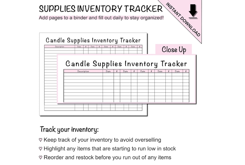 Printable Candle Inventory & Supplies Tracker for Small Candle ...