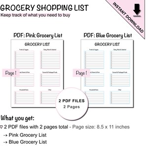 Printable Grocery Shopping List Separated Into Different Categories - Etsy