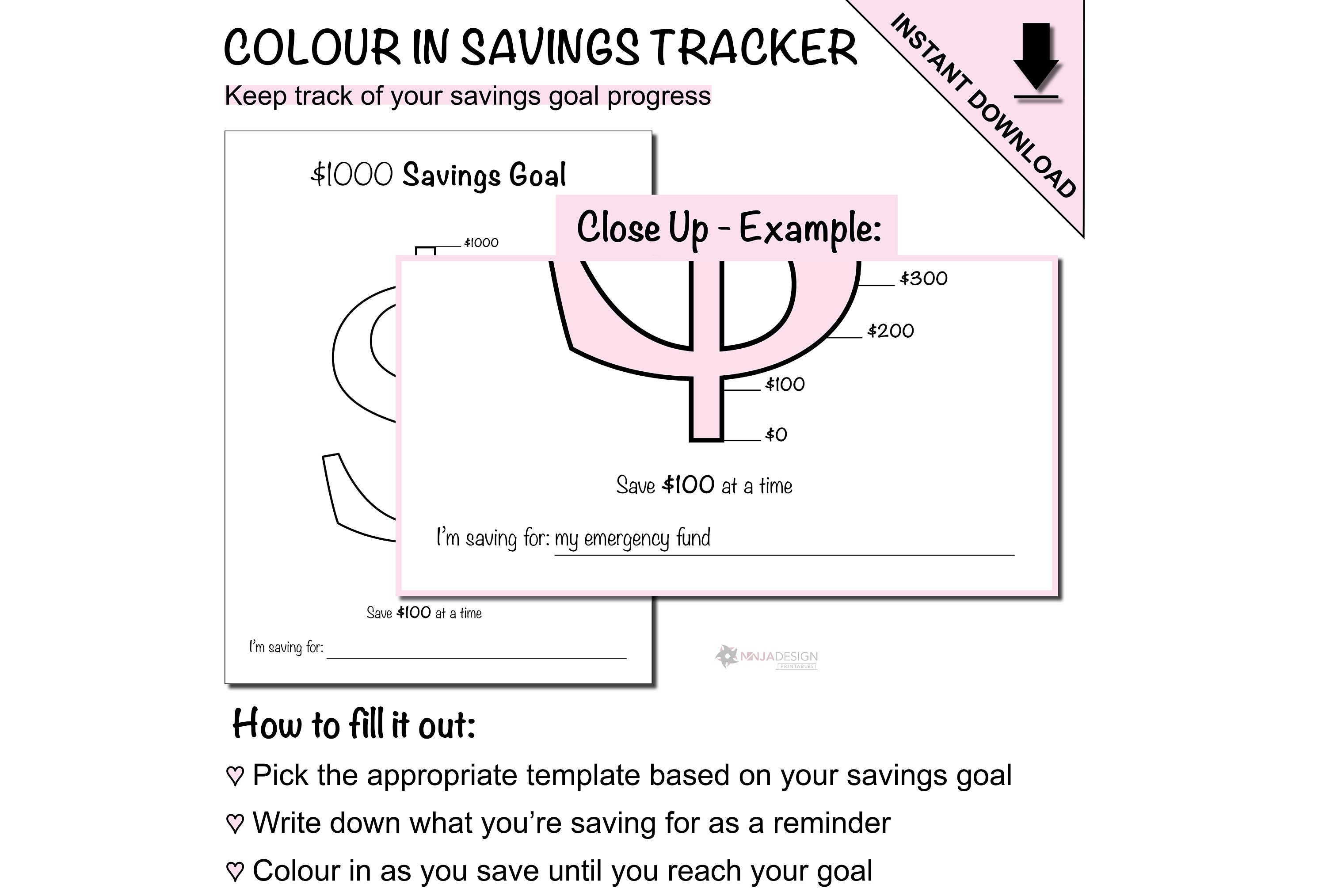 Printable Colour in Savings Tracker Sheet Templates to Keep Track of ...