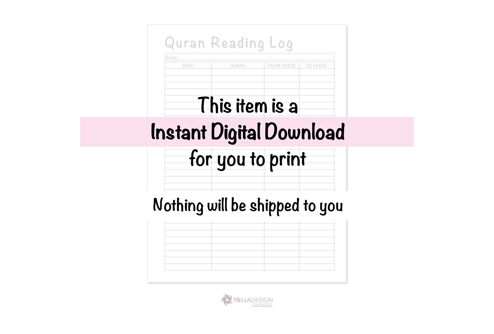 Printable Quran Reading Log to Track Verses of Surahs Read | Ramadan ...