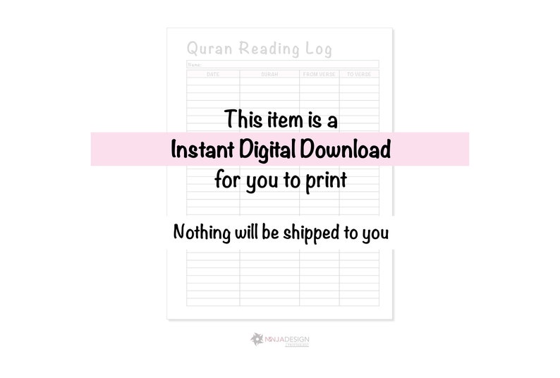 Printable Quran Reading Log to Track Verses of Surahs Read | Ramadan ...