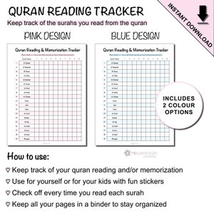 Printable Quran Reading and Memorization Tracker for Kids & - Etsy