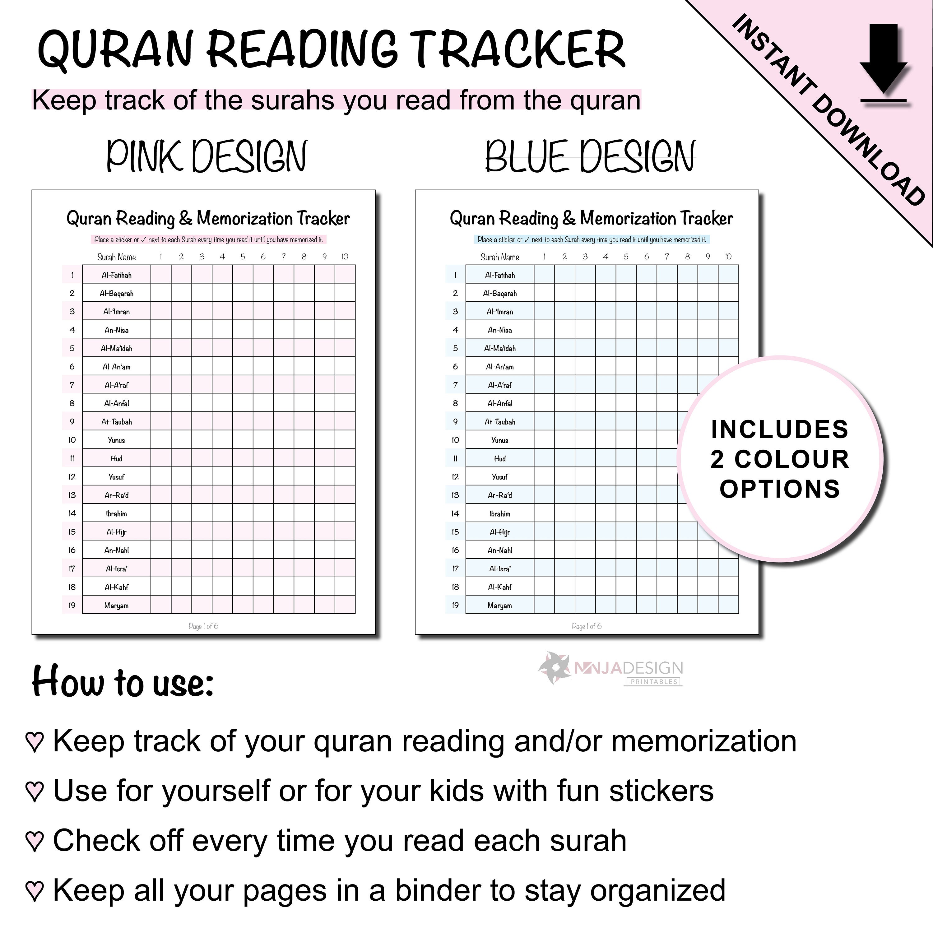 Printable Quran Reading and Memorization Tracker for Kids & - Etsy UK