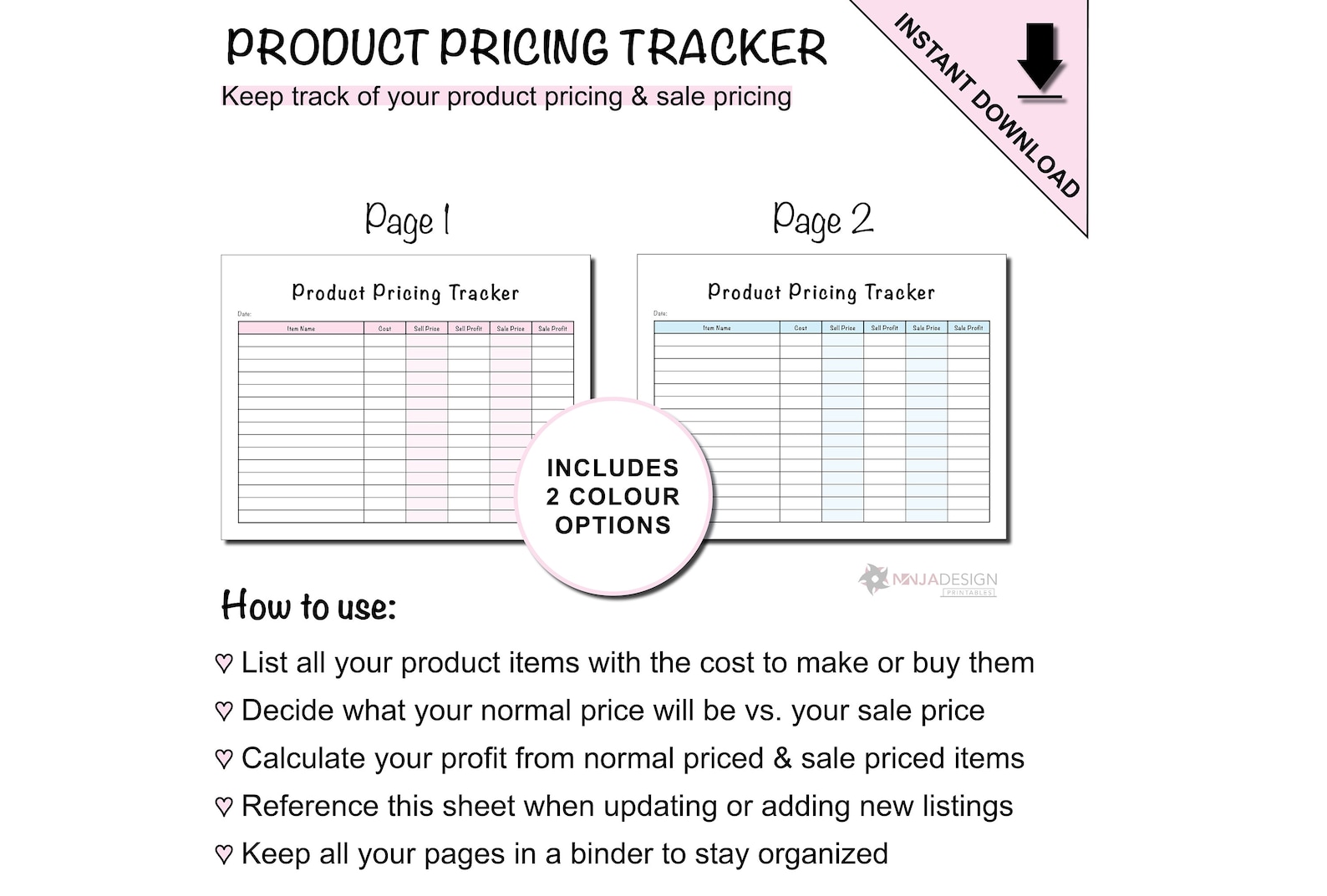 Printable Product Pricing Tracker Sheets for Small Businesses - Etsy