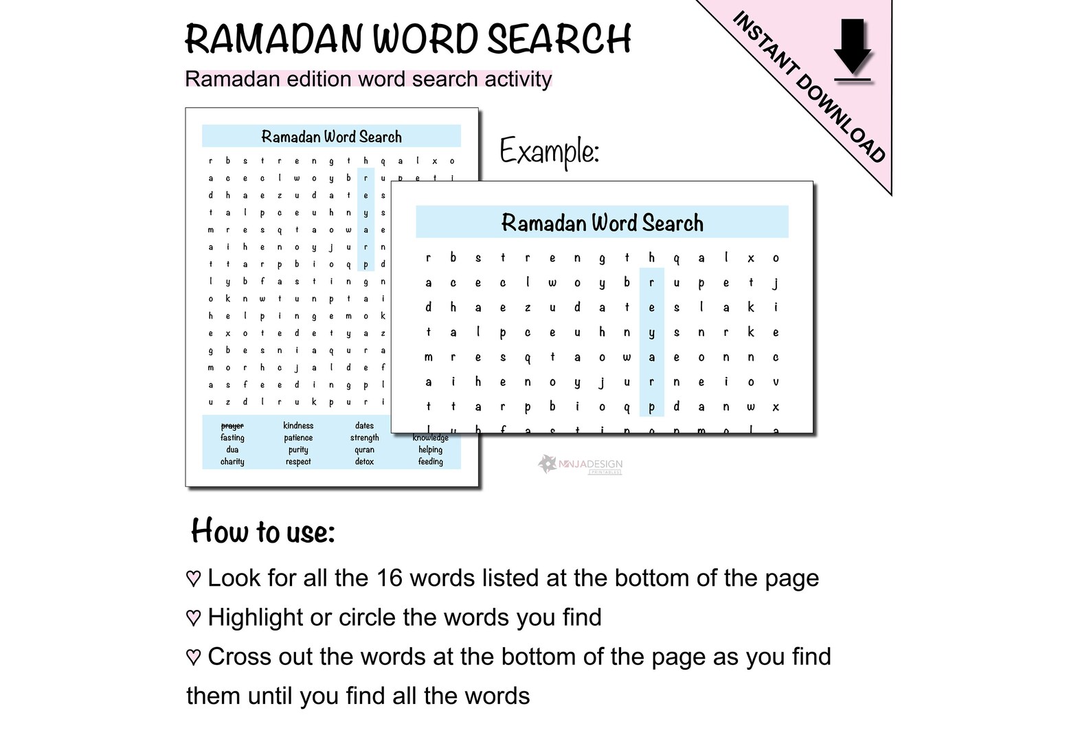 Printable Ramadan Word Search Activity for Kids & Adults | Ramadan ...