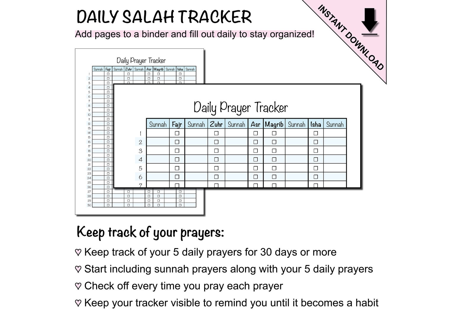 Printable Salah Prayer Tracker for Muslims | Ramadan Preparation ...