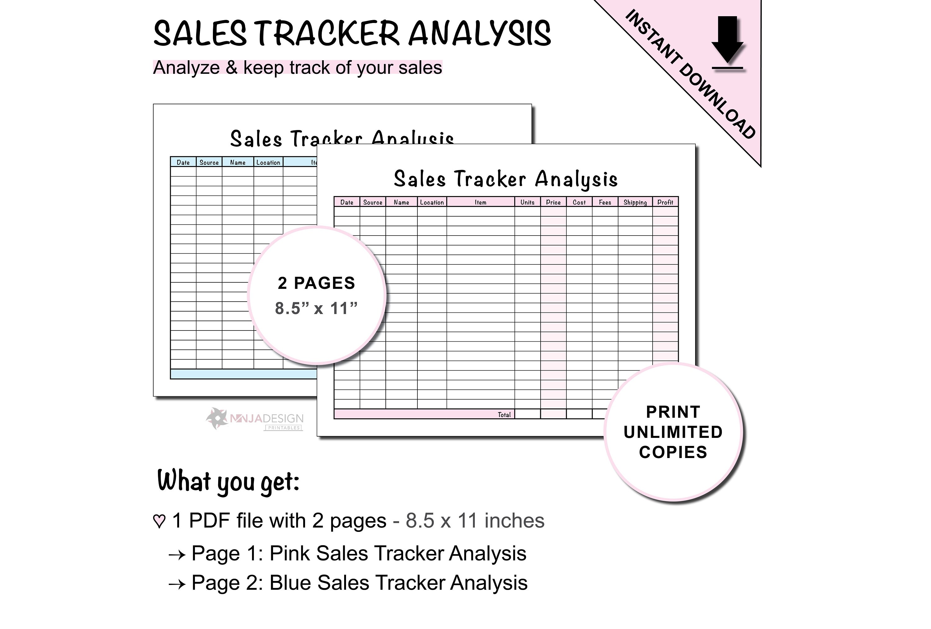 Printable Sales Tracker Analysis Sheet for Small Businesses - Etsy
